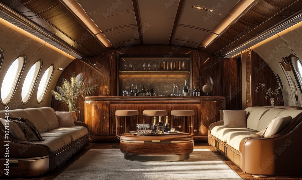 3D model of a luxury private jet interior, complete with leather ...
