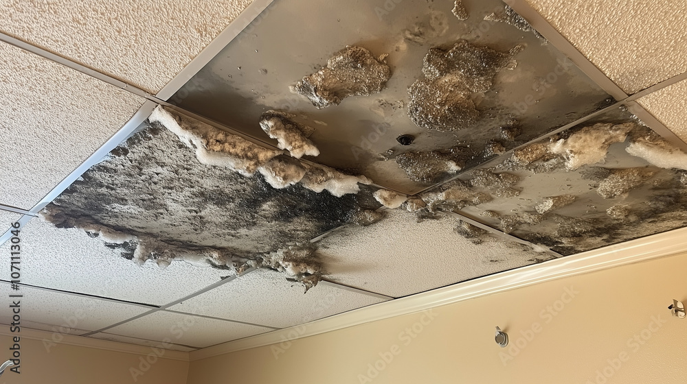 Moldy ceiling in apartment reveals neglect and potential health hazards ...