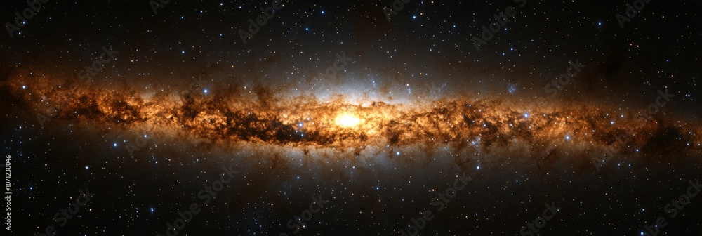 An illuminated, detailed view of the Milky Way galaxy, stretching ...