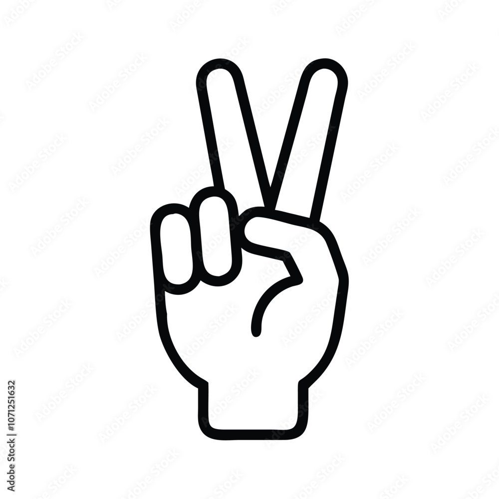 Black Outline Peace Hand Gesture Icon, Minimalist black outline icon of ...