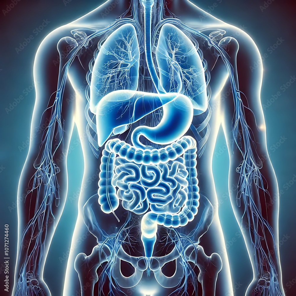 3D Illustration of Human Digestive and Respiratory Systems, Detailed 3D ...