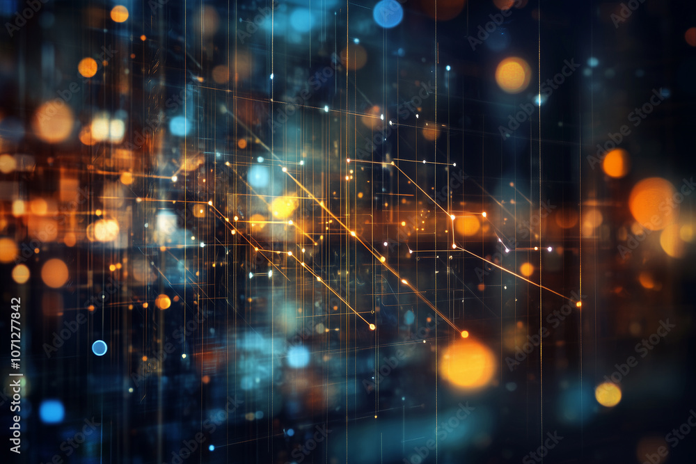 5g network technology digital blurred lights background in technology ...