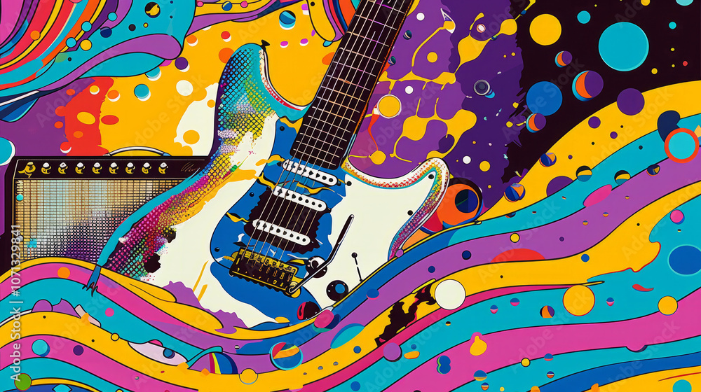 pop art 60s psychedelic colorful trippy retro style image of an ...