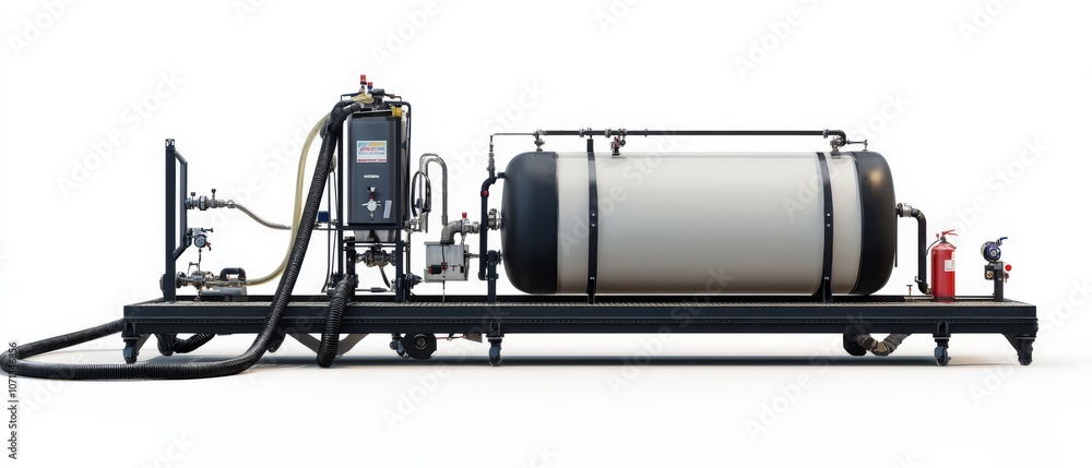 Industrial Tank System: A heavy duty industrial tank system mounted on ...