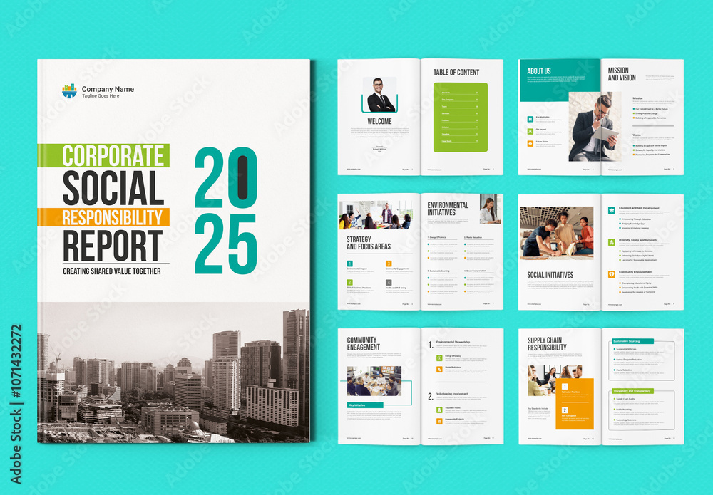 Corporate Social Responsibility Brochure Layout Stock Template | Adobe ...
