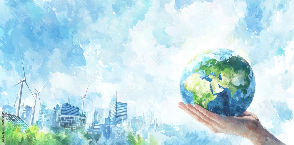 There is a white background with green and blue color blocks, a collage ...