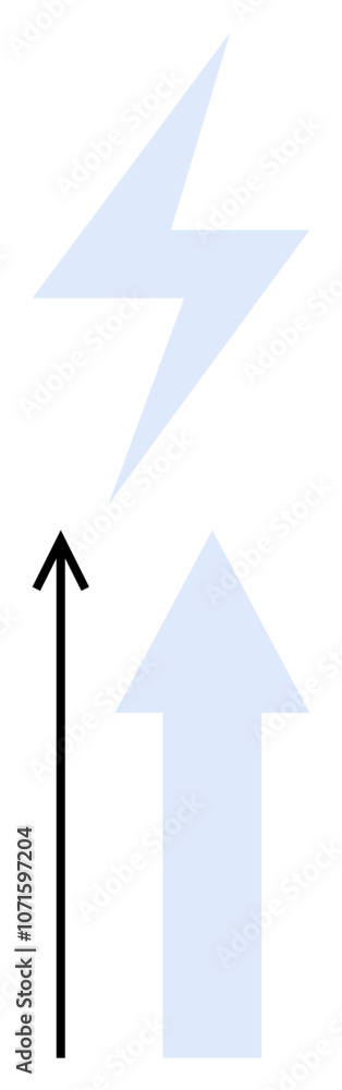 Black arrow pointing upward blue lightning bolt and arrow conveying ...