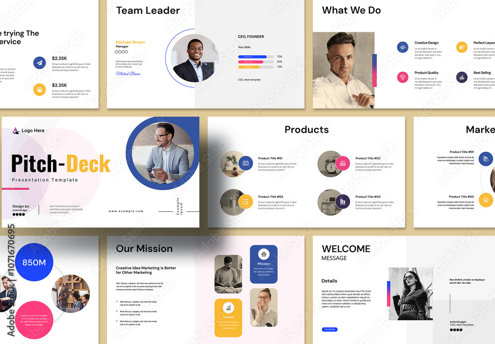 Pitch Deck Presentation Layout Stock Template | Adobe Stock