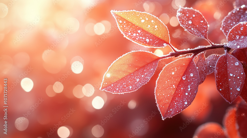 First frost fall leaves.Snow drizzles trees winter background ...