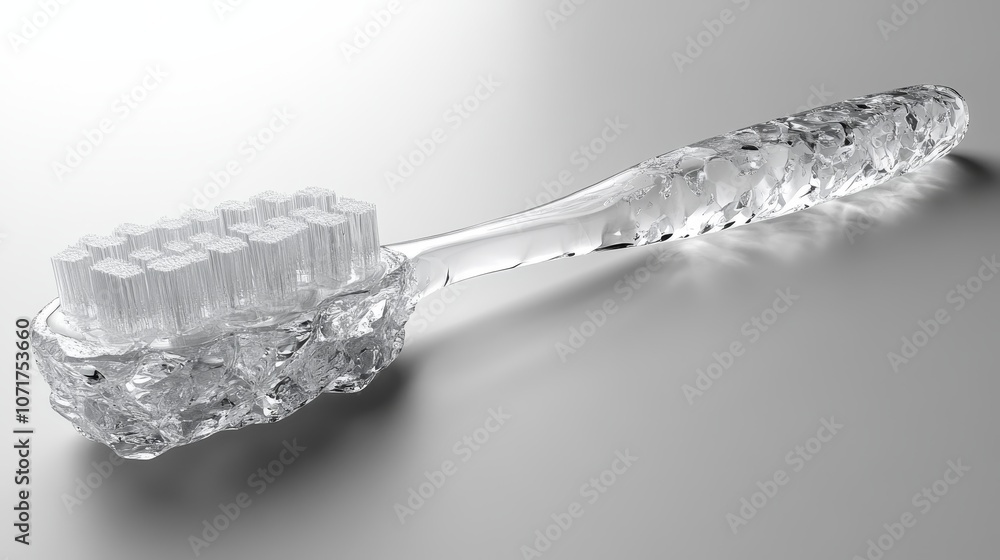 Crystal toothbrush, 3D model with smooth and clear material, simple ...