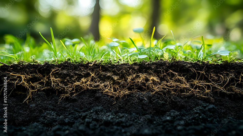 Grass and Soil Cross Section - Realistic Image Stock Illustration ...