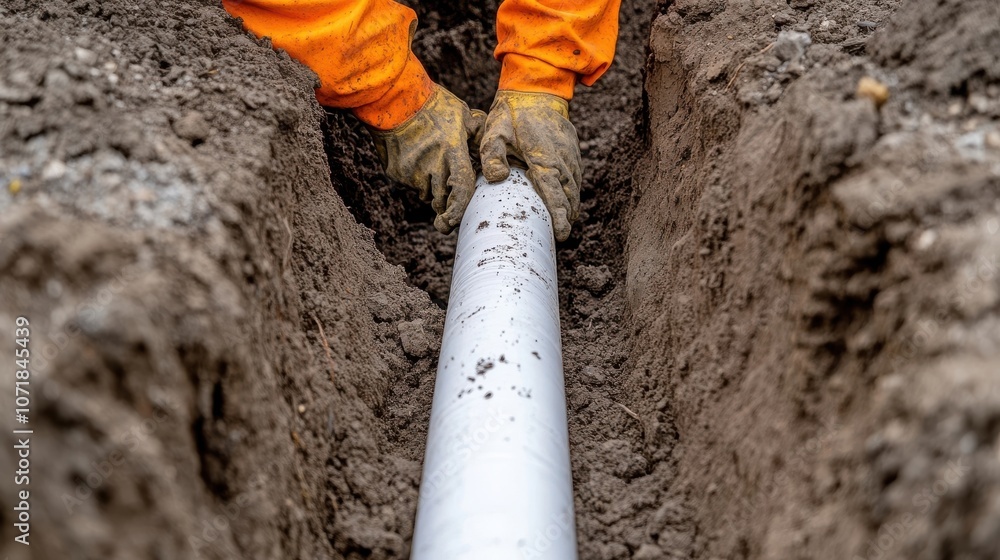 Manual excavation and pipeline repair work being carried out at an ...