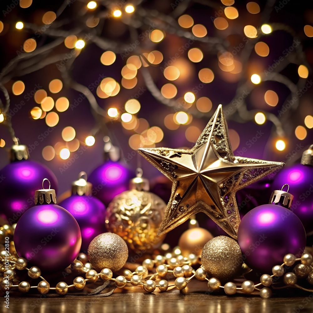Christmas and New Year festive background with winter decorative ...