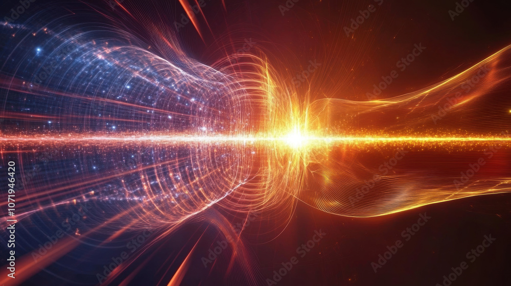 Quantum communication network, entangled particles transmitting data ...