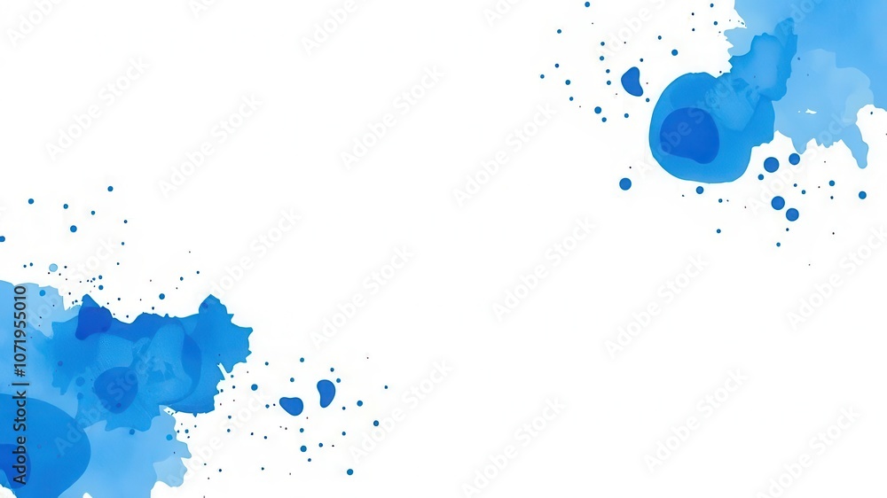 Abstract blue watercolor splash effect template with artistic swirls ...