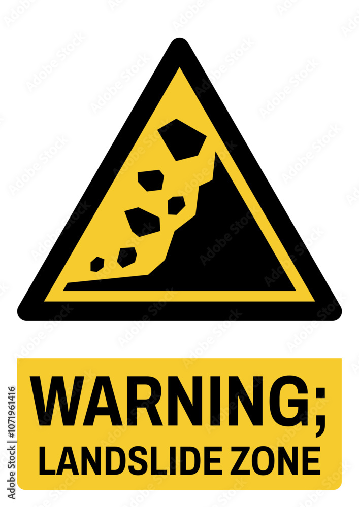 Vetor de ISO warning safety signs tex variation_warning ; landslide ...