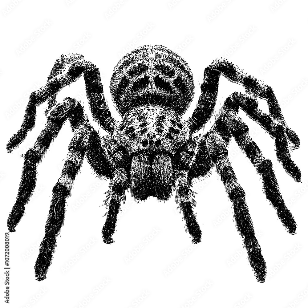 Realistic Stippled Spider Illustration with Detailed Hair Texture with ...