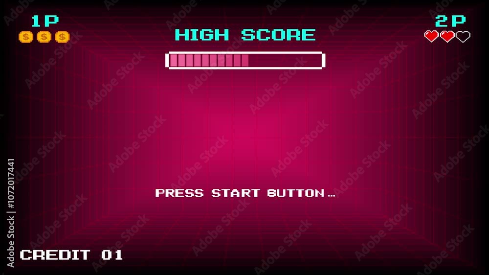 PRESS START. press start button. pixel art .8 bit game. retro game. for ...