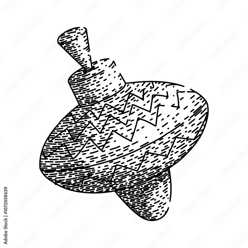 rotation spinning top hand drawn. physics motion, axis momentum ...