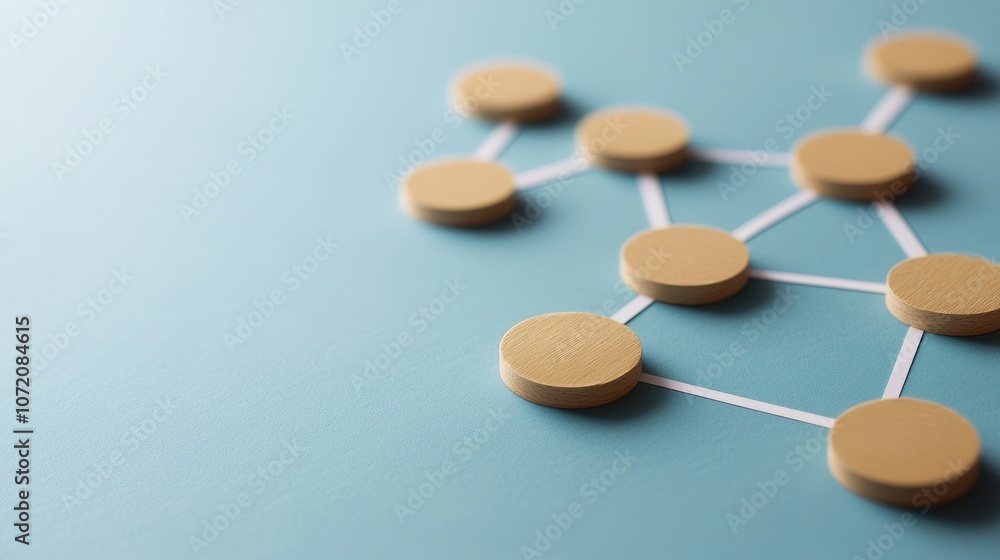 Abstract representation of a network structure with nodes and ...