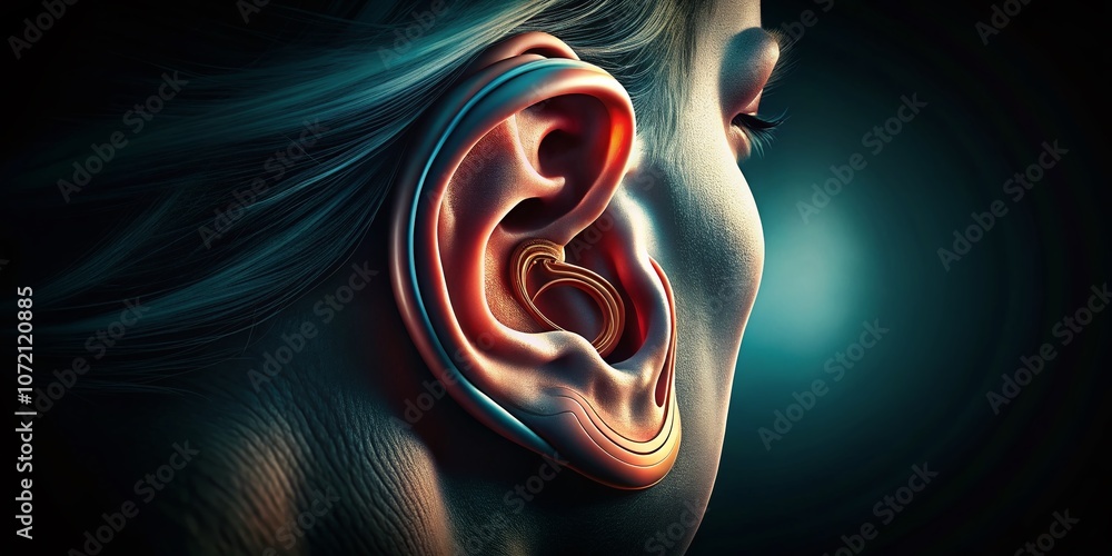 Anatomical Ear Illustration: The Pathways of Sound - A Detailed ...