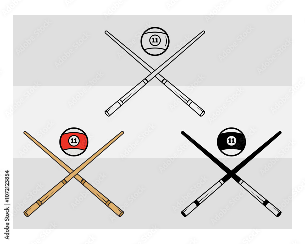 billiards Stick Ball SVG Silhouette Bundle, Billiards Silhouette ...