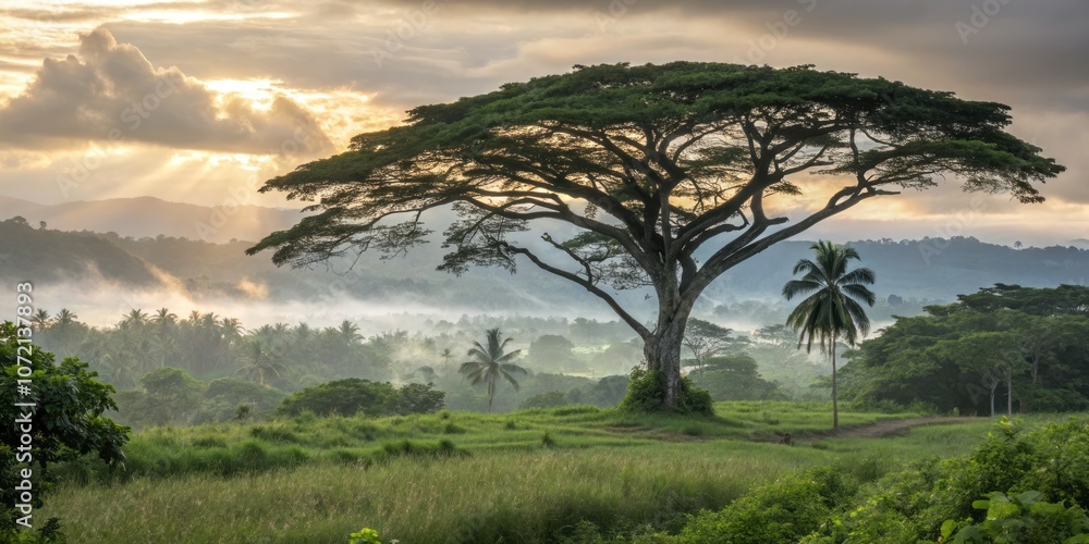 Majestic Century-Old Acacia Tree in Quezon City, Philippines Surrounded ...