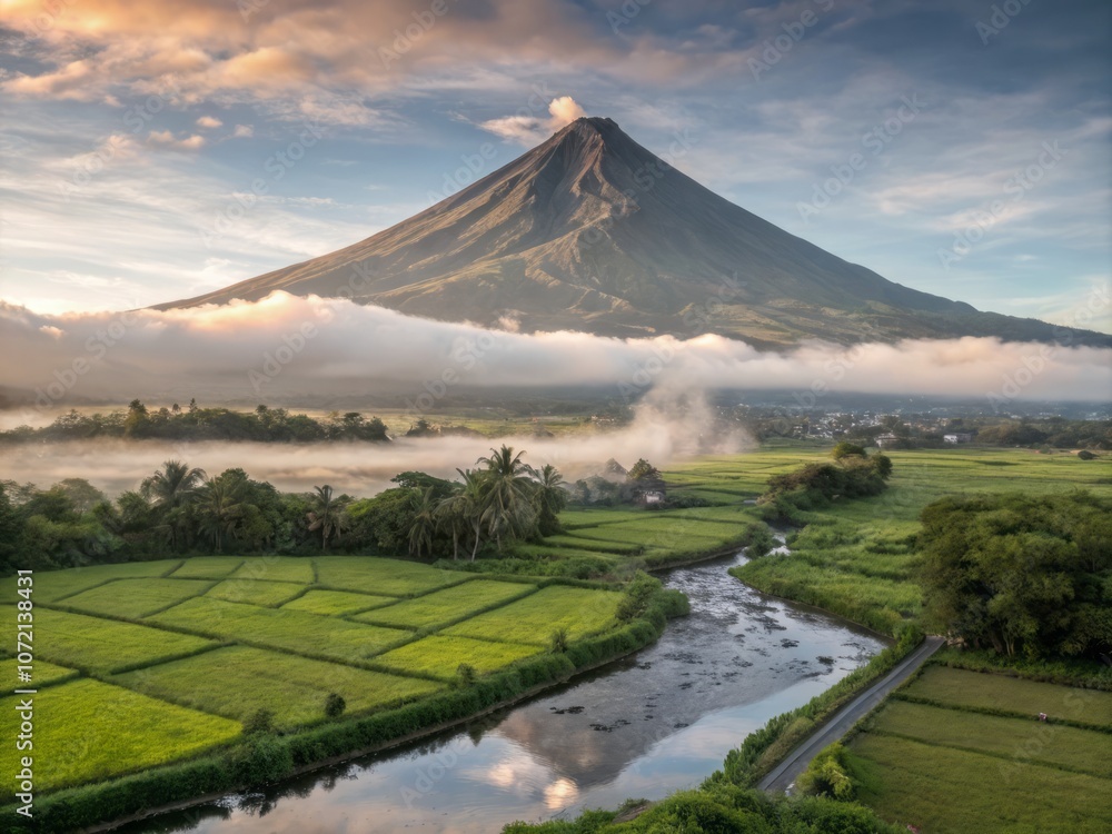 Majestic Mayon Volcano Against a Vibrant Sky in Manila, Philippines ...