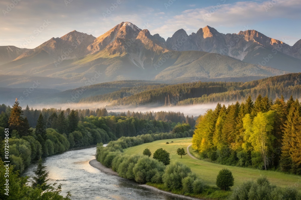 Serene Landscape of Misty High Tatras Mountains in Poprad, Slovakia ...