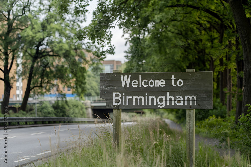 Elegant wooden "Welcome to Birmingham" sign, perfect for US city ...