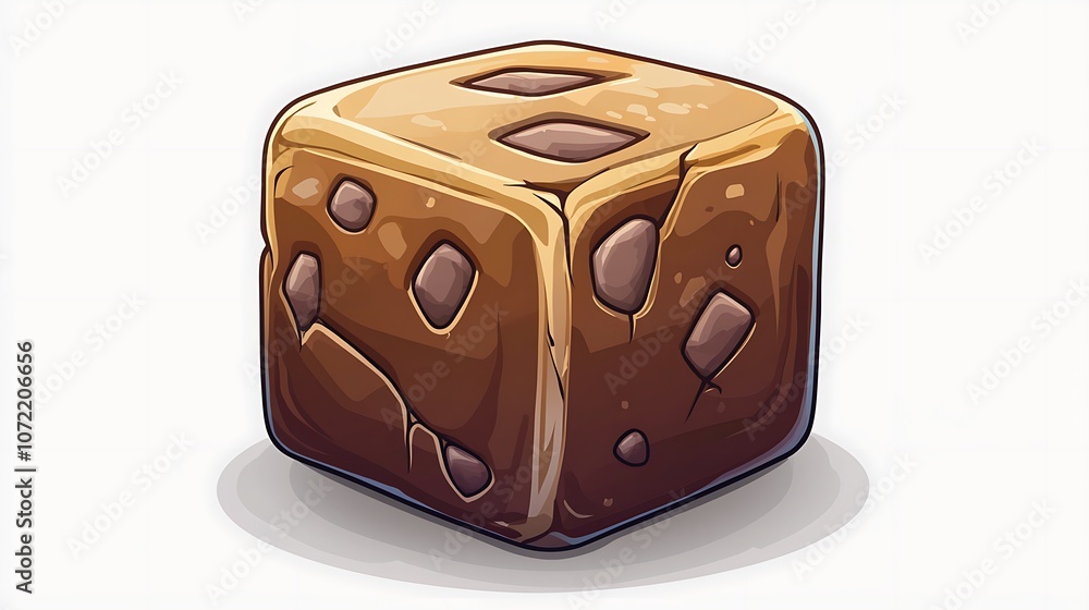 Brown Cartoon Rock Cube Vector Art for Game Design, Featuring a Unique ...