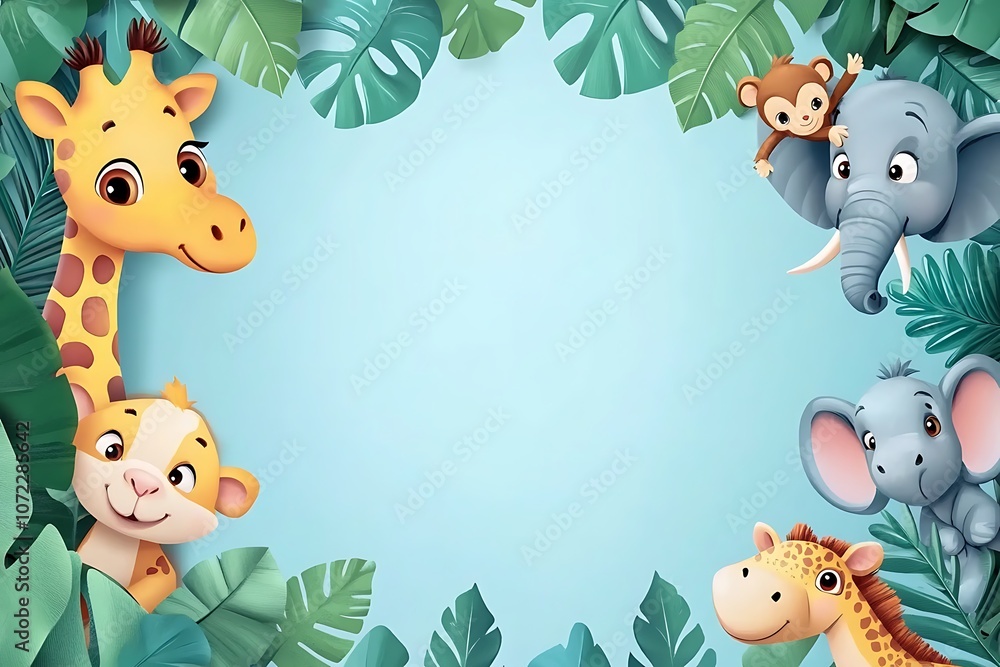Jungle Jamboree: Adorable Cartoon Animals Celebrate! A vibrant ...
