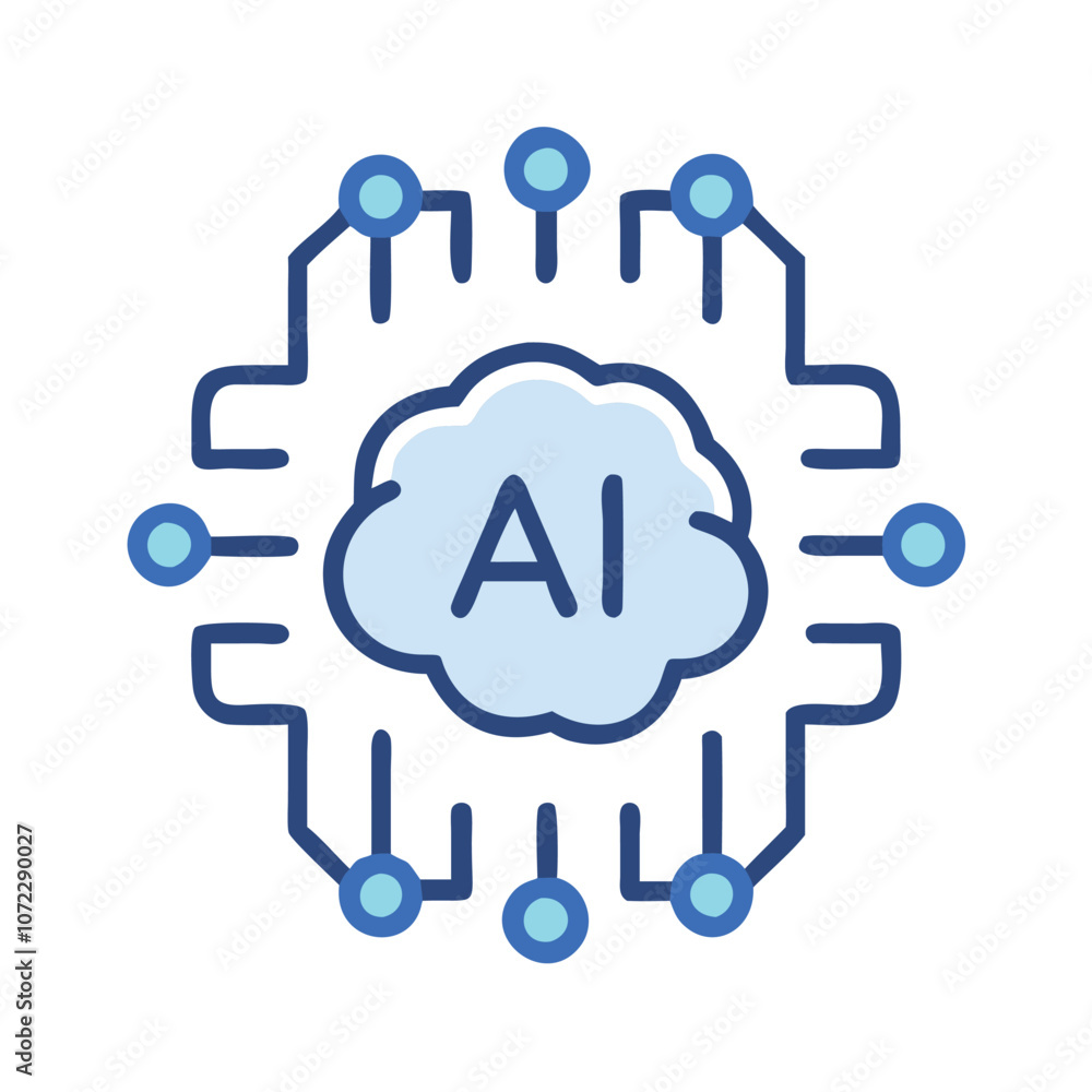 Artificial Intelligence Chip Icon Outline, Outline illustration of a ...