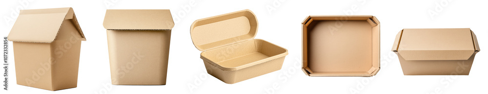 Empty cardboard craft kraft container for ready-to-eat food or delivery ...