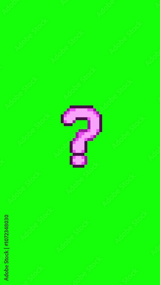 Cartoon Pixel Art question mark in violet pink shiver on neon green ...