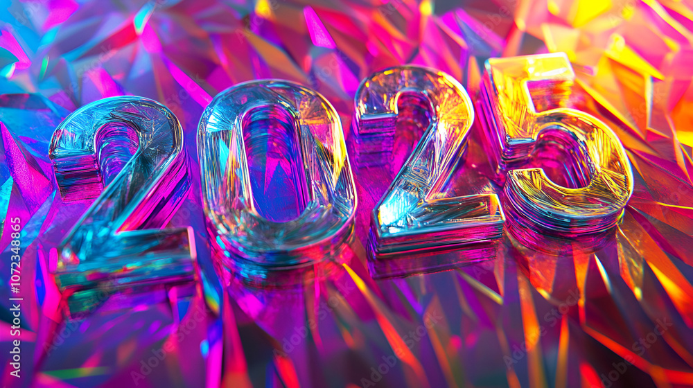 2025 wallpaper featuring colorful prism reflections in glass morphism ...