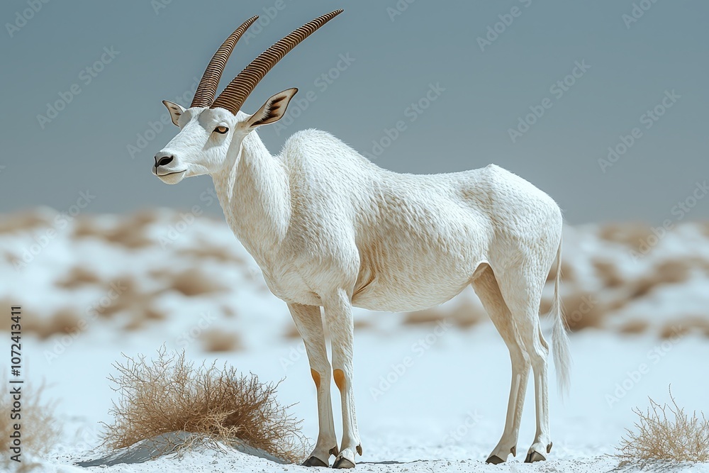 Photo & Art Print Solitary scimitar oryx in desert habitat with ...