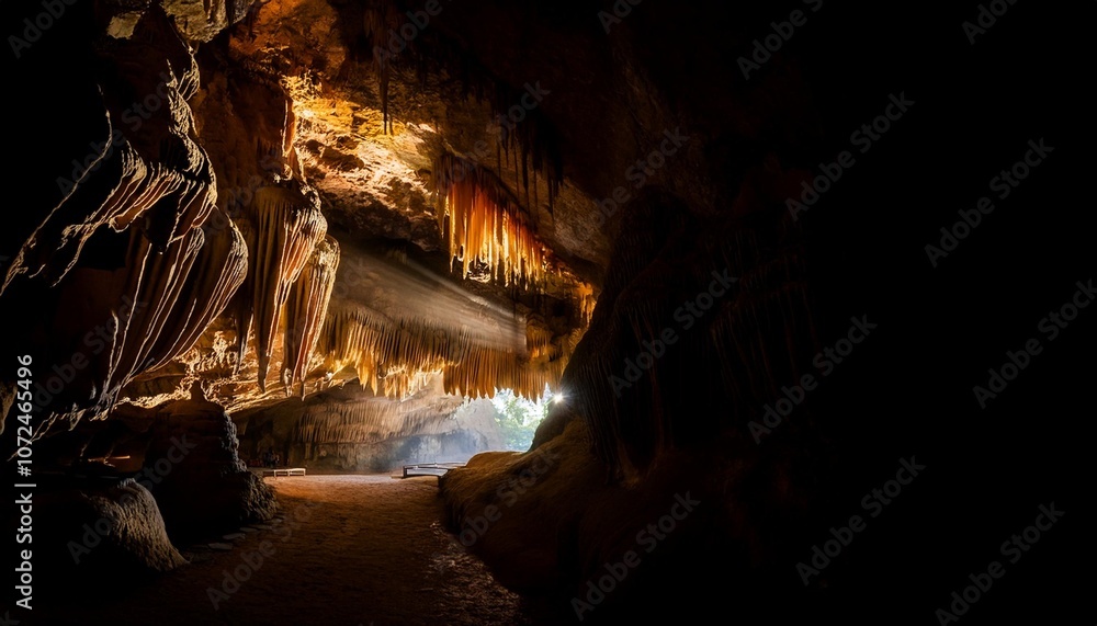 Ancient Limestone Caves With Stalactites and Stalagmites Forming ...