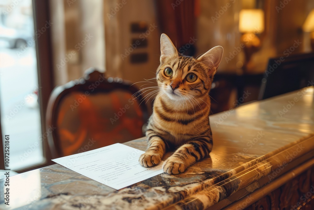 Cat Working as Receptionist, Reception Desk Cats, Friendly Hotel Cat ...