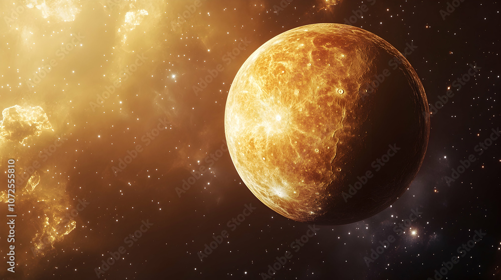 Mercury planet floating in space, highlighting its features and ...