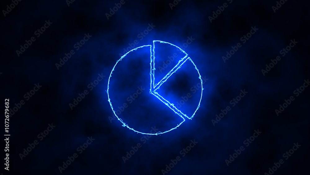 Neon Pie Chart Icon. 3D Pie Chart Infographic. Circle diagram ...