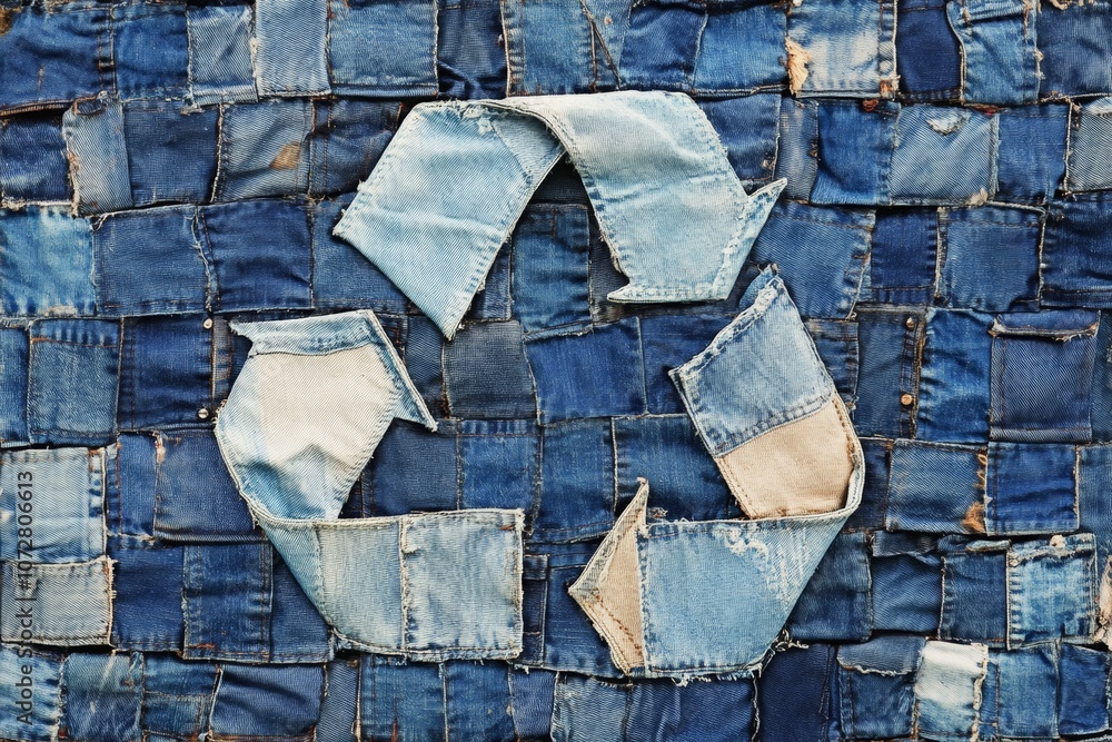 Recycling logo crafted from upcycled denim showcases sustainable ...