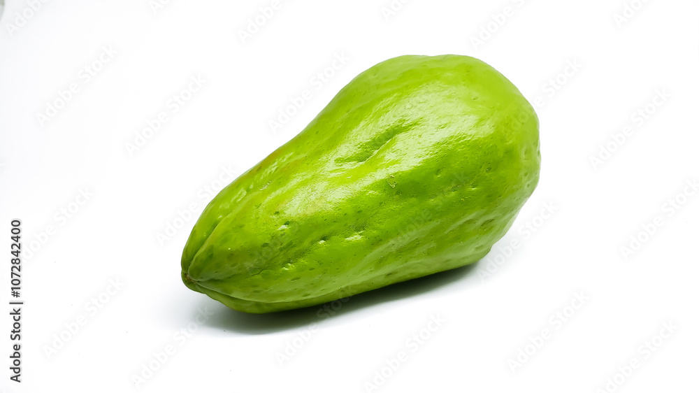 Organic chayote squash isolated on white background. Chayote is a type ...