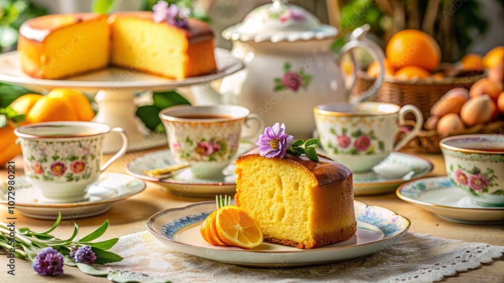 Elegant Afternoon Tea Table Setting Featuring Delicious Orange Madeira ...