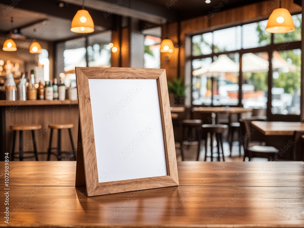 Mock up Menu frame on Table in Bar Restaurant Cafe. Stand Mock up Menu ...