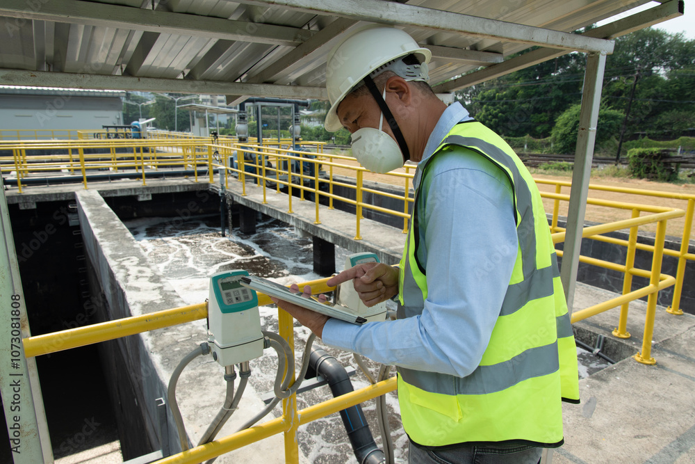 Wastewater treatment concept. Service engineer on waste water Treatment ...