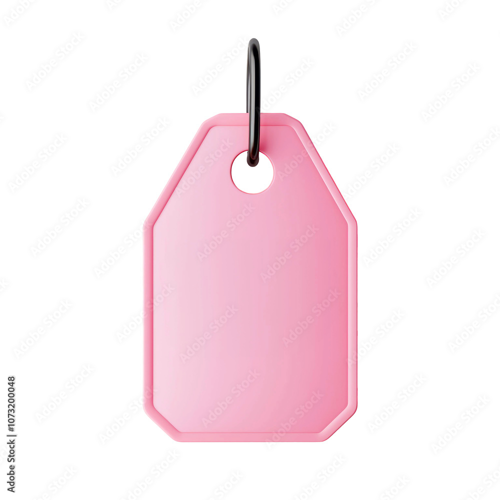 3D pink price tag icon with a black loop, perfect for digital retail ...