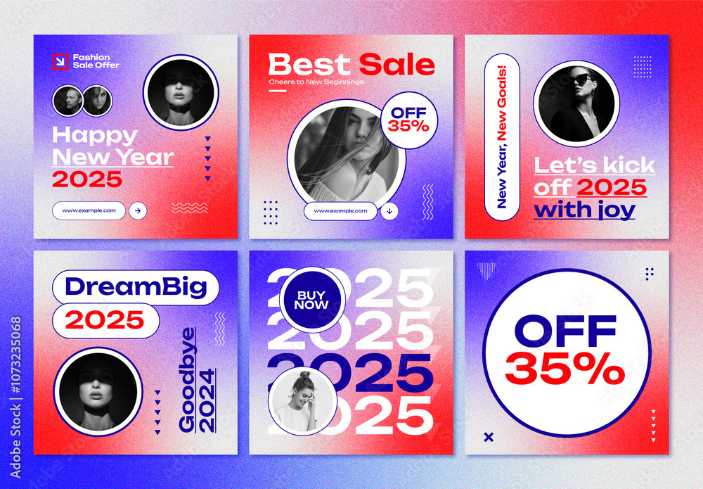 Happy New Year 2025 Social Media Post Design Template for Business ...