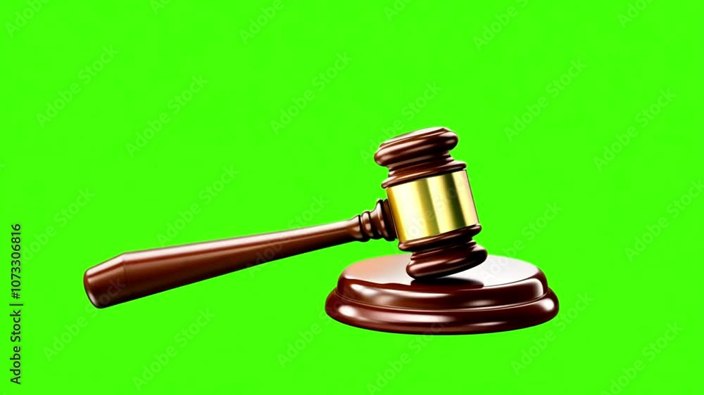 Gavel,judge hammer animation on green screen background. Gavel being ...
