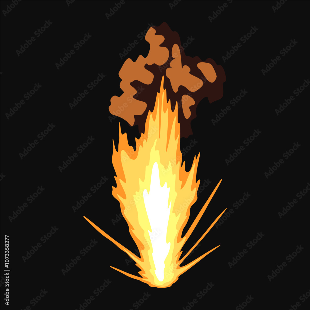 Gun flashe or gunshot animation. Fire explosion effect during the shot ...